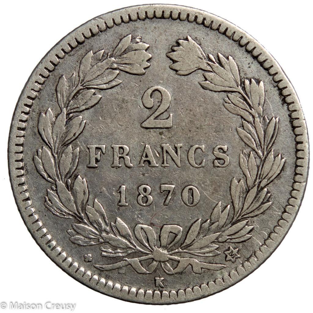 2 francs 1870 Bordeaux not motto - Numismeo